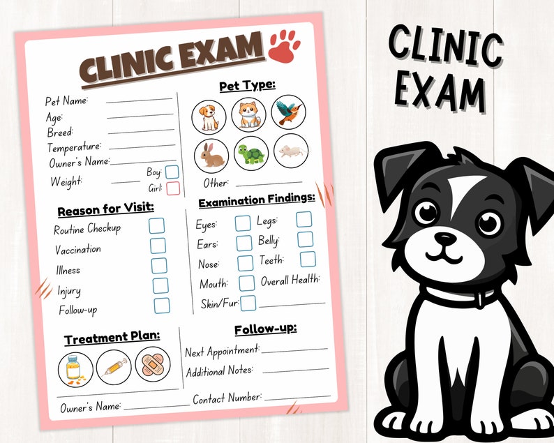 Vet Clinic Dramatic Play Printables | Veterinary Clinic Pretend Play ...