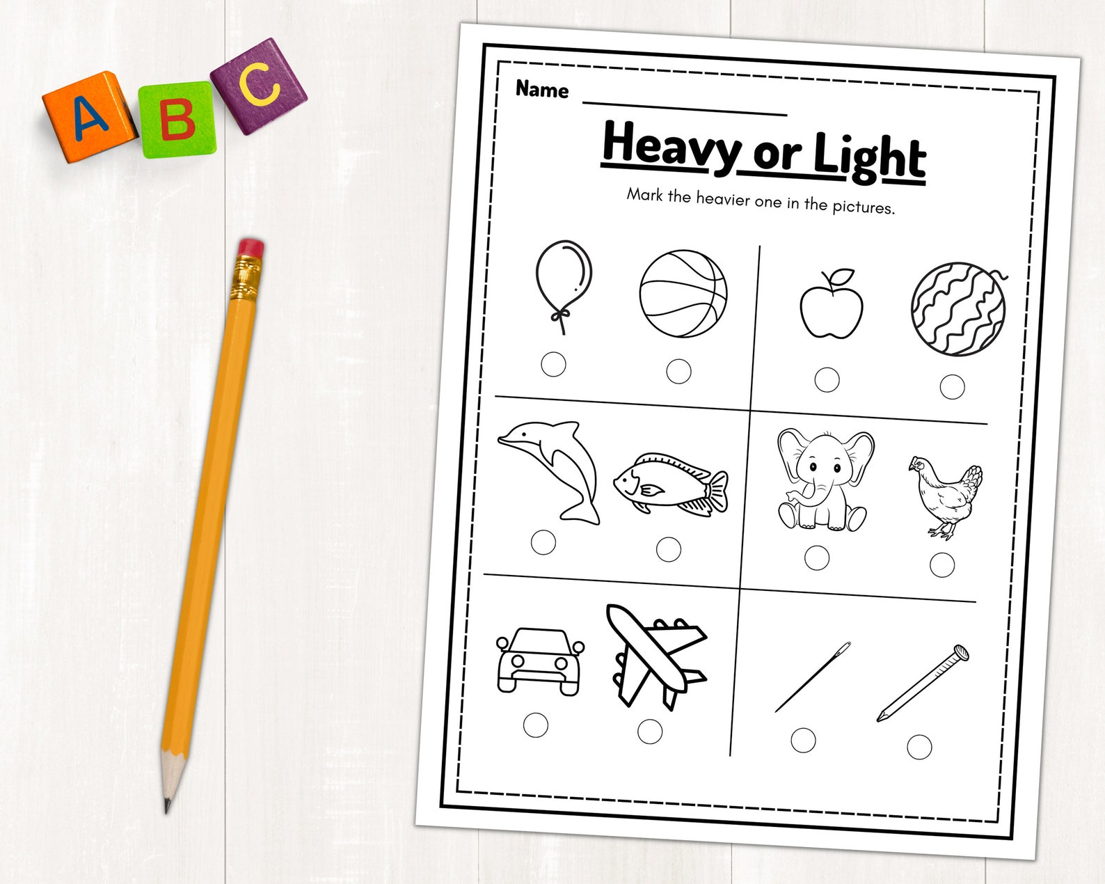 Comparing Weight Activities | Heavy and Light Sorting Cut & Paste ...