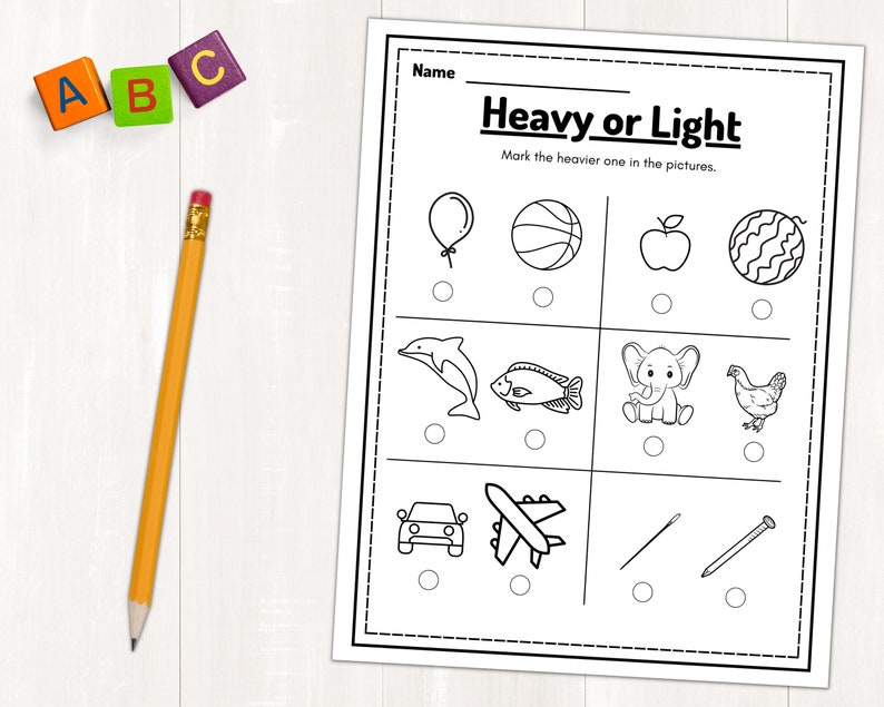 Comparing Weight Activities | Heavy and Light Sorting Cut & Paste ...