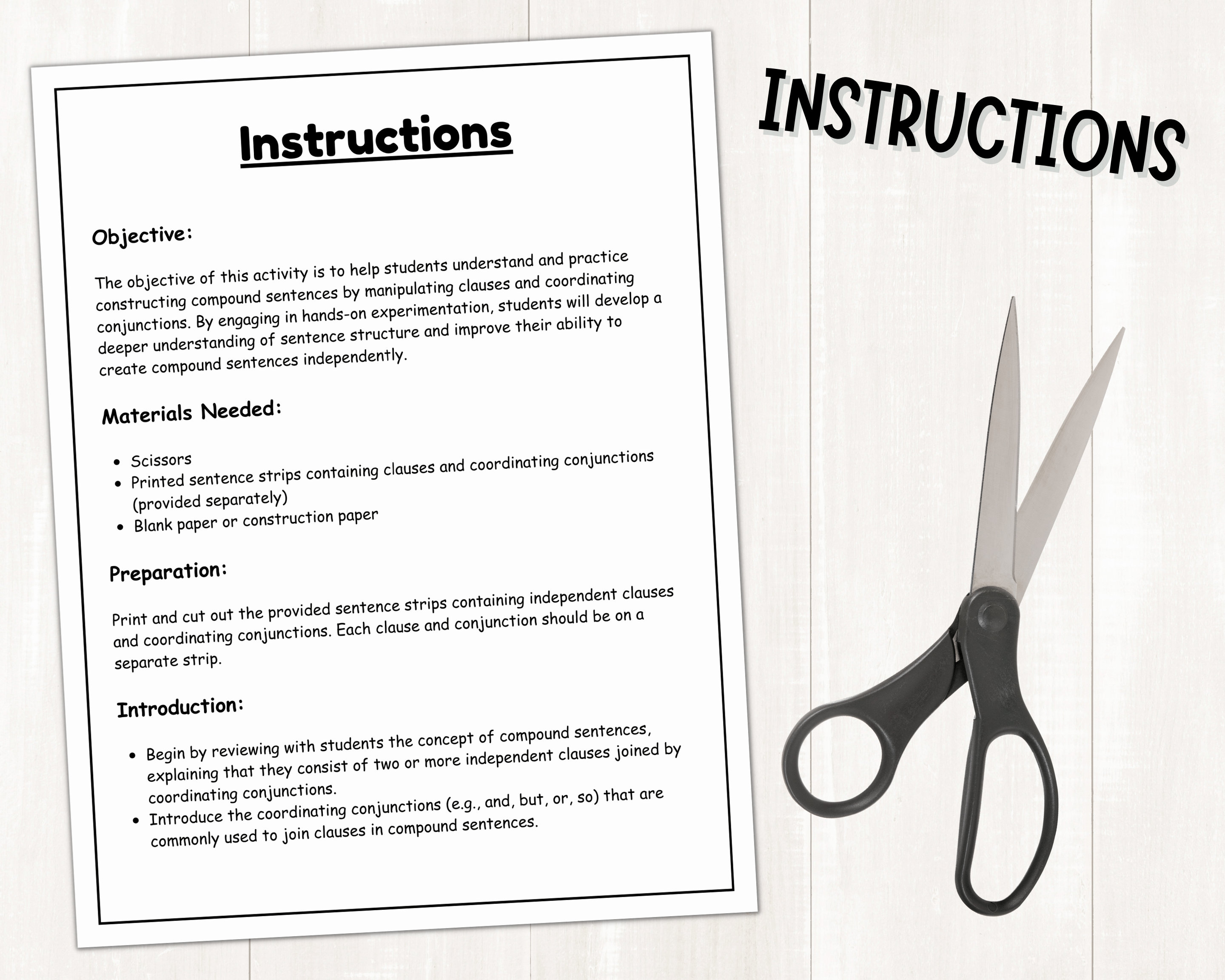 Compound Sentences Hands-on Activity | Sentence Building Activity ...