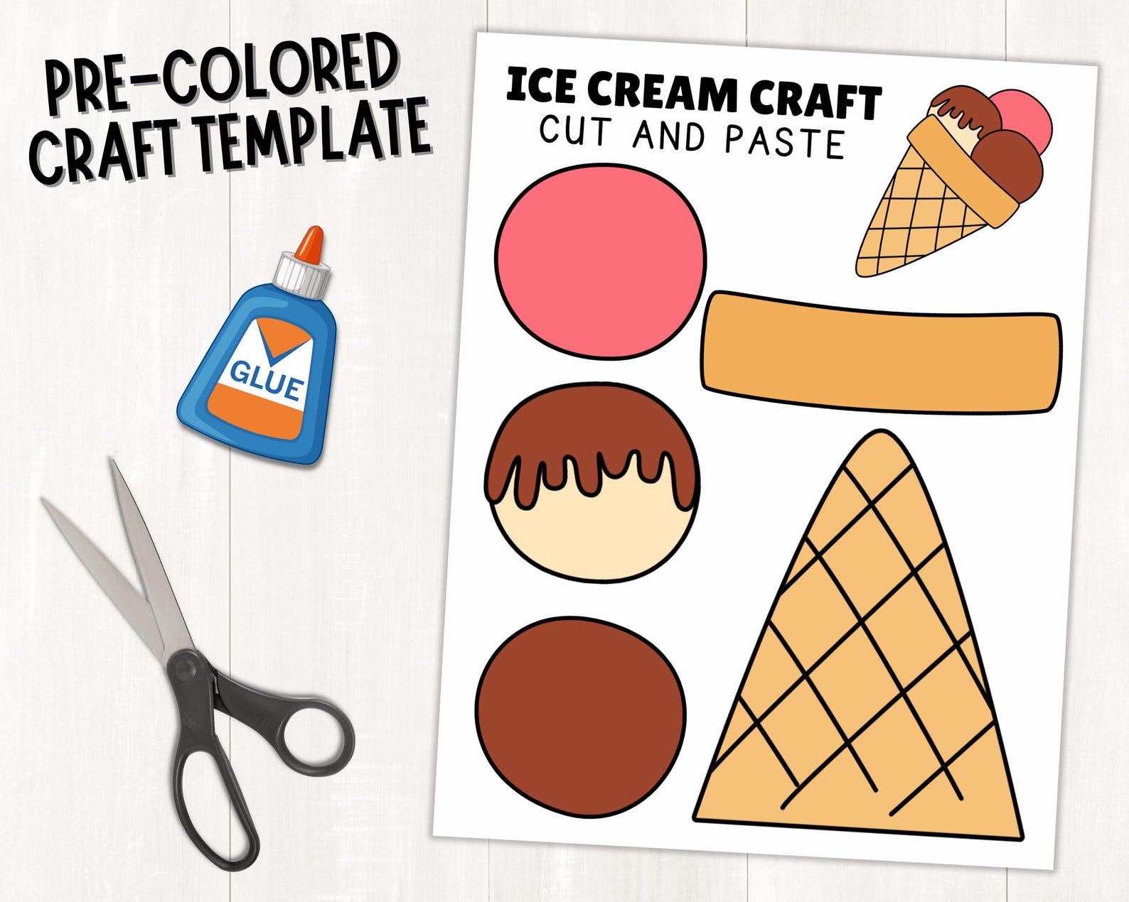 Ice Cream Cone Craft Template | Build an Ice Cream Cone | Summer Craft ...