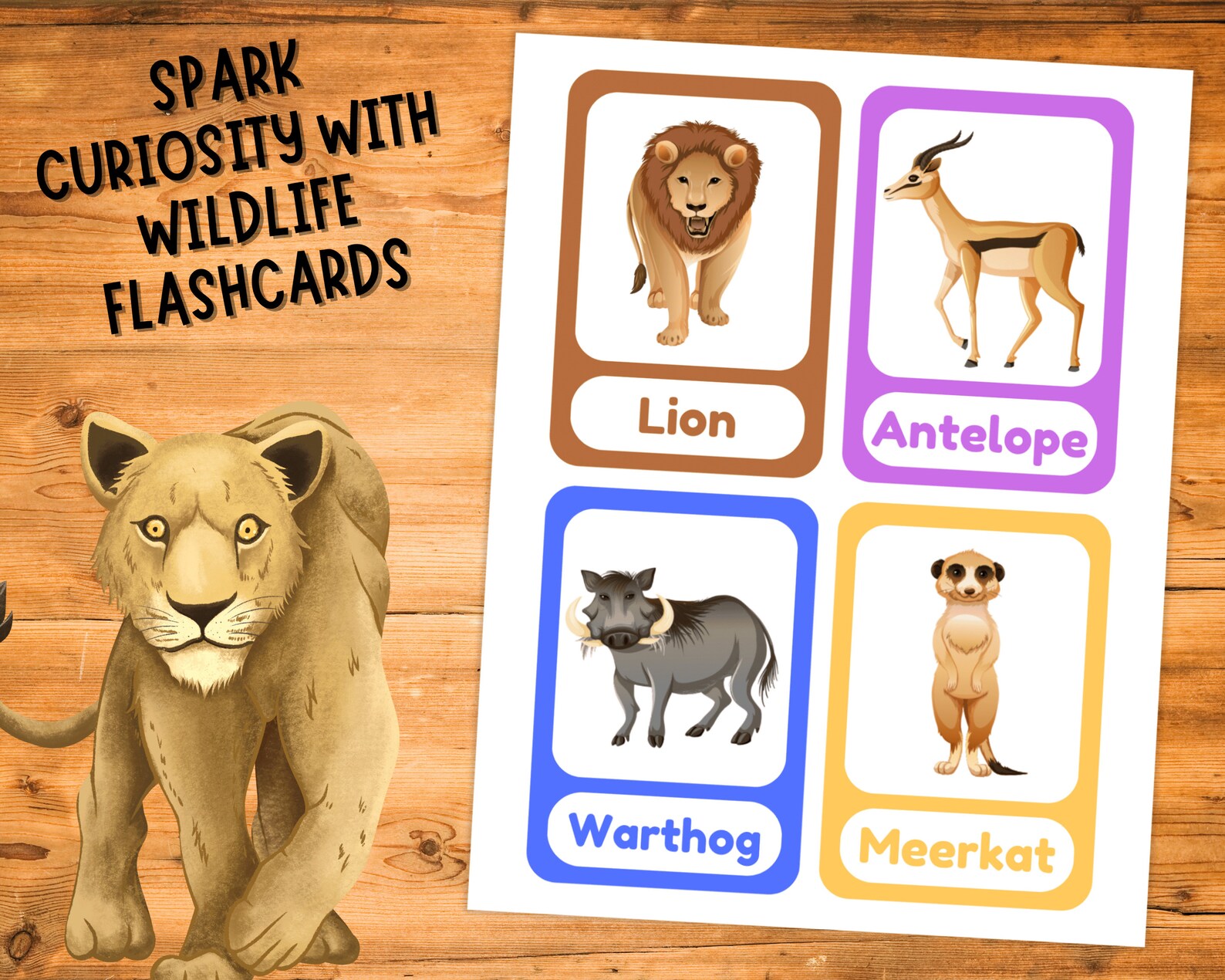 African Animals Printable Flashcards | African Animal Learning Cards ...