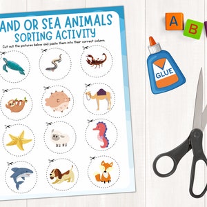 Land or Ocean Animal Sorting Activity | Land Vs. Sea Animals Printable ...