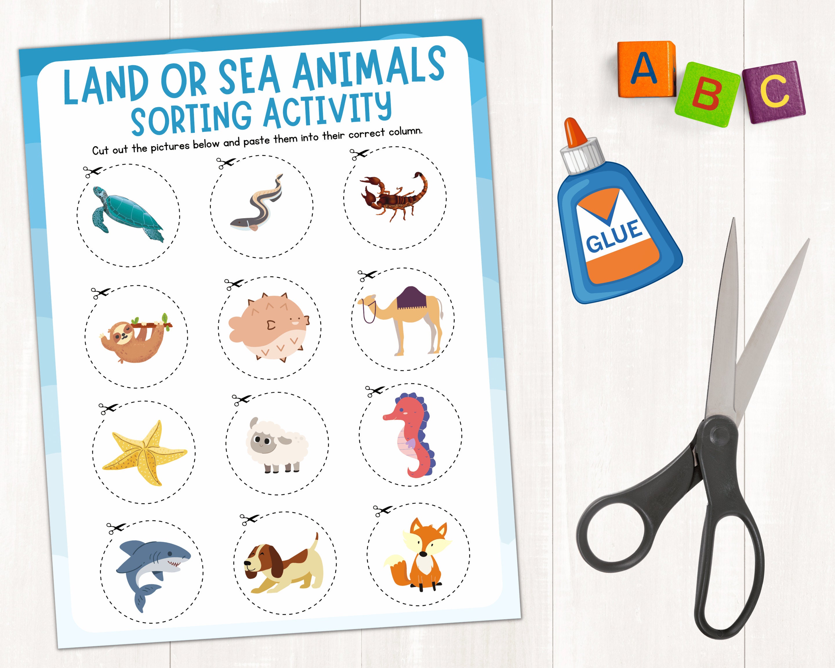 Land or Ocean Animal Sorting Activity | Land Vs. Sea Animals Printable ...