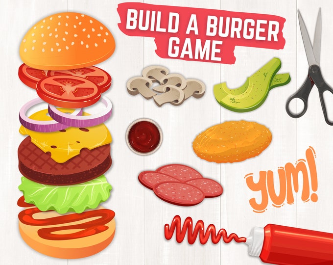 Build a Burger Pretend Play Set: Printable Learning Activity (PDF ...