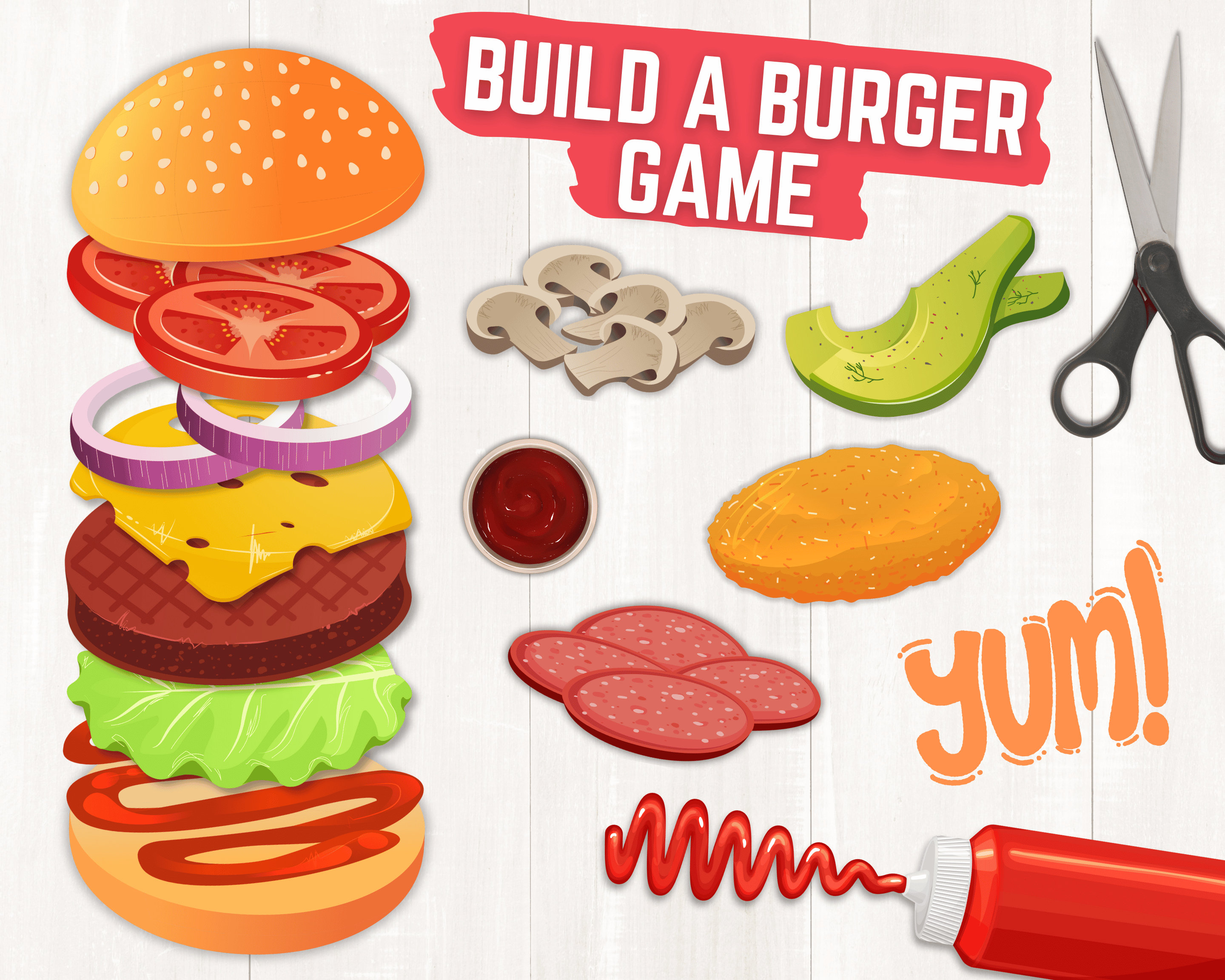 Build a Burger Game for Kids | Pretend Play | Preschool Activity ...