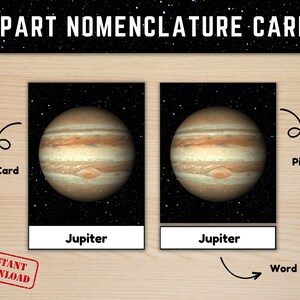 Solar System Montessori 3-part Cards, Planets Flashcards With Real ...