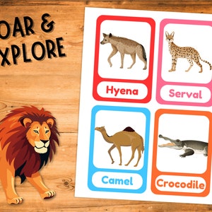 African Animals Printable Flashcards | African Animal Learning Cards ...