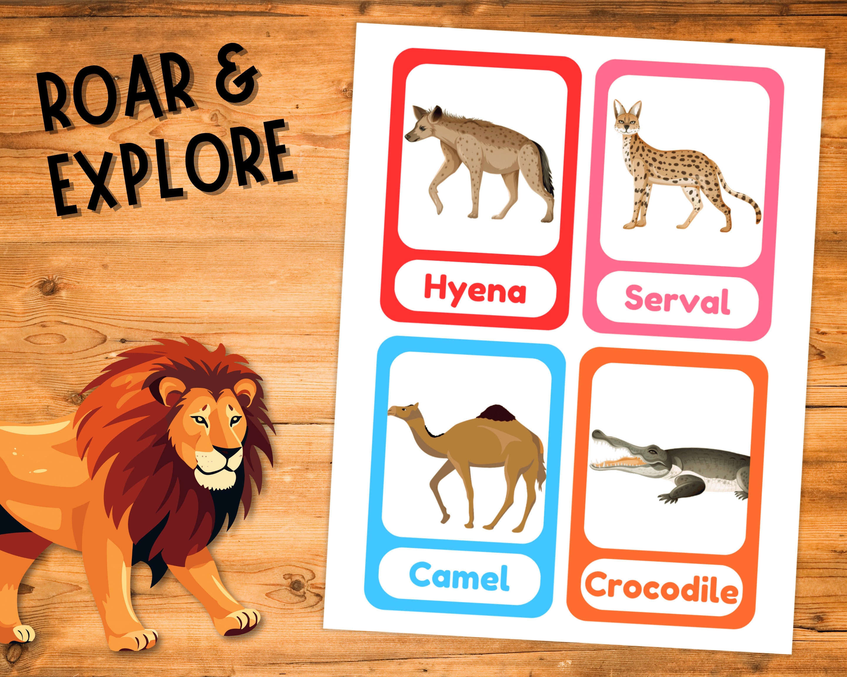 African Animals Printable Flashcards | African Animal Learning Cards ...
