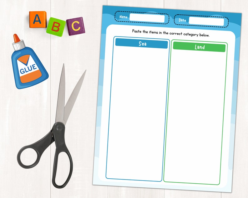 Land or Ocean Animal Sorting Activity | Land Vs. Sea Animals Printable ...