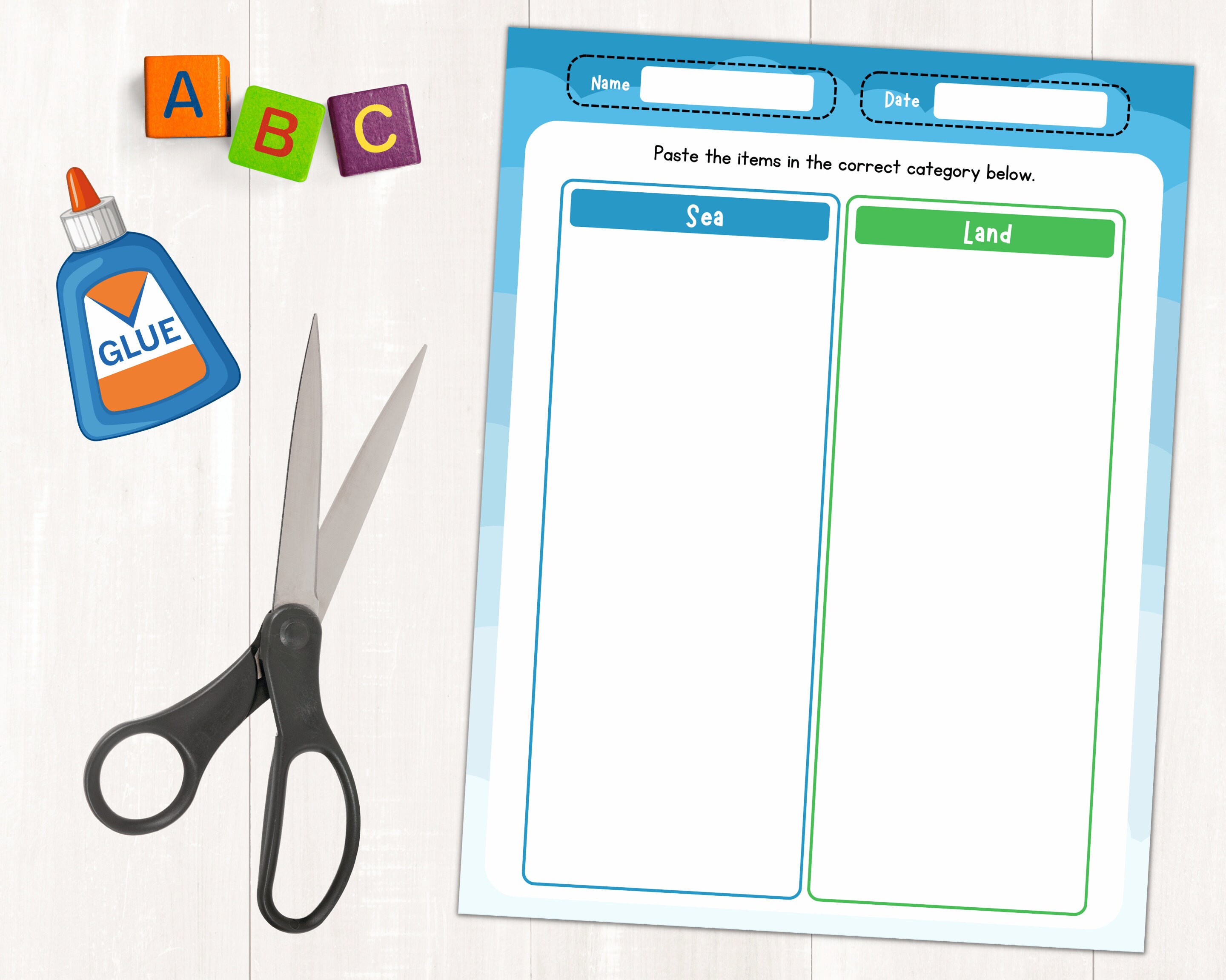 Land or Ocean Animal Sorting Activity | Land Vs. Sea Animals Printable ...