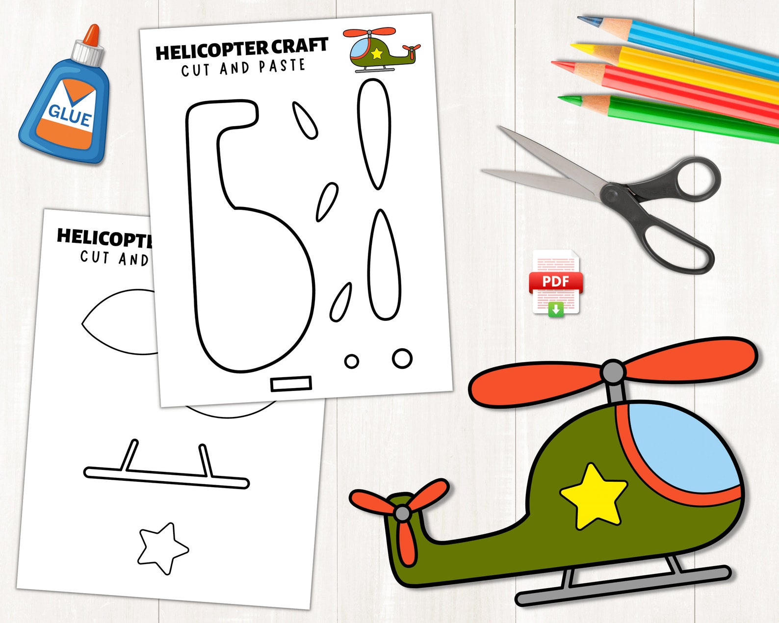 Printable Helicopter Craft | Transportation Craft | Helicopter Cut ...