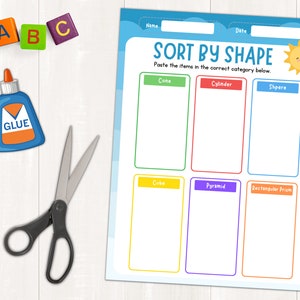 2D & 3D Shapes Sorting Activity Printable Worksheets | Sort by Shape ...