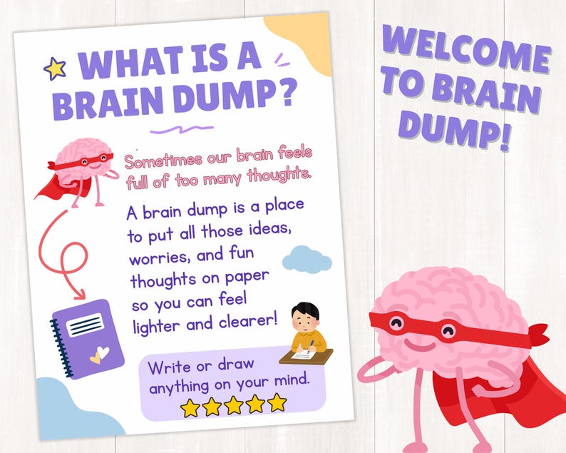 Brain Dump Planner for Kids Printable, Thought Organizer, Gratitude ...