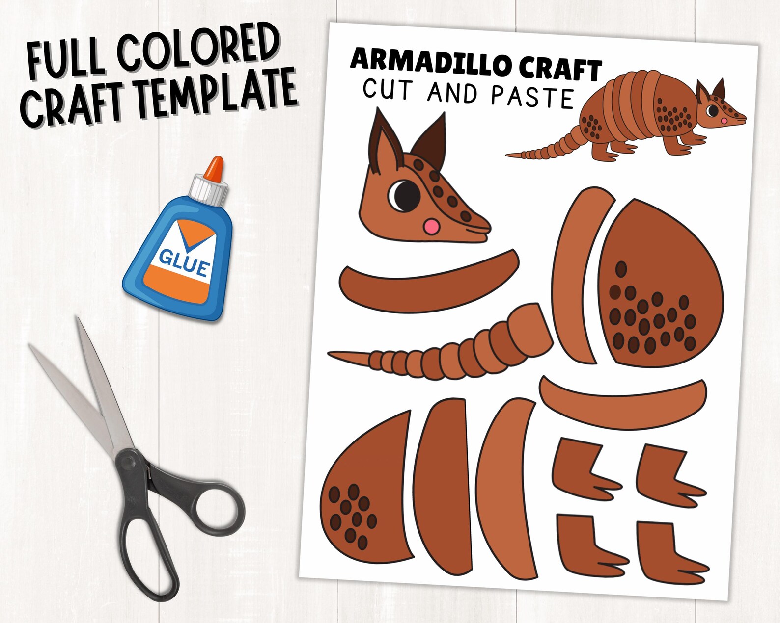 Printable Armadillo Craft for Kids | Build an Armadillo | Summer Activities | Color, Cut, and ...