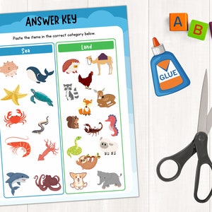 Land or Ocean Animal Sorting Activity | Land Vs. Sea Animals Printable ...