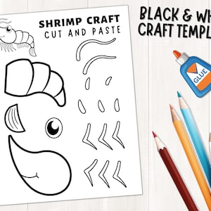 Printable Shrimp Craft, Sea Life Activities, Ocean Animal Craft, Summer ...