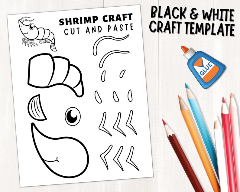 Printable Shrimp Craft, Sea Life Activities, Ocean Animal Craft, Summer ...