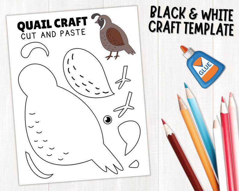 Printable Quail Craft Template | Build a Bird Craft | Color, Cut, and ...