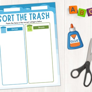Trash Sorting Activity Printable Worksheets | Earth Day Activities ...