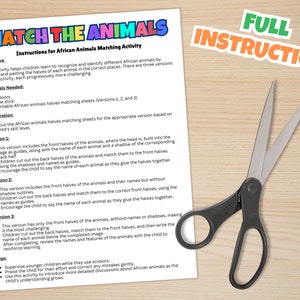 African Animals Halves Matching Printable Activity | Animal Matching ...