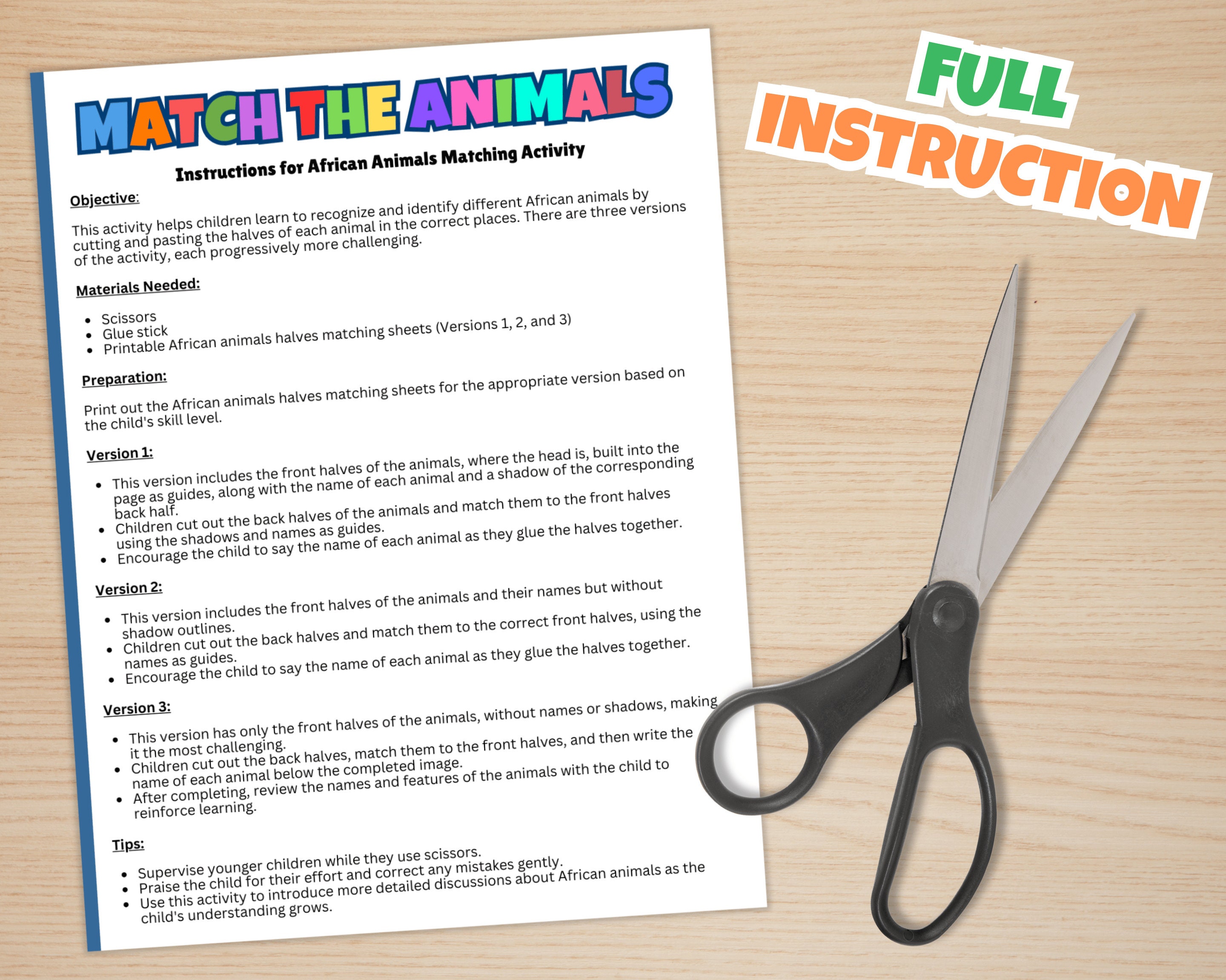 African Animals Halves Matching Printable Activity | Animal Matching ...