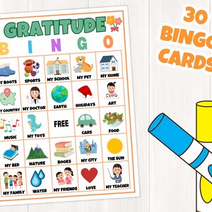 Printable Gratitude Bingo Game | 30 Gratitude Bingo Cards ...