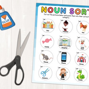 Noun Sort: People, Places, Things, or Animals | Nouns Cut and Paste ...