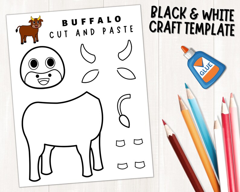 Printable Buffalo Craft Template | Domestic Animal Crafts | Color, Cut ...