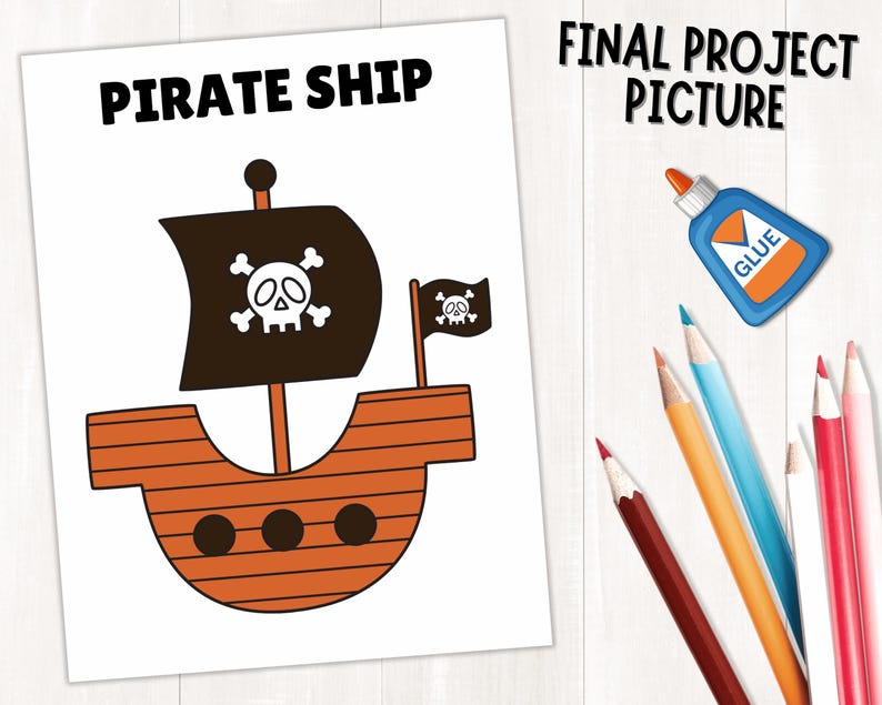 Printable Pirate Ship Craft for Kids | Ocean Summer Theme Activity ...