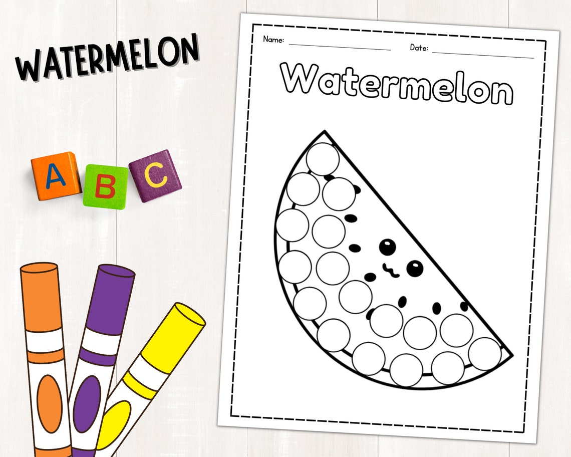 Kawaii Fruit Dot Marker Printables Fruit Do a Dot Coloring Pages for ...