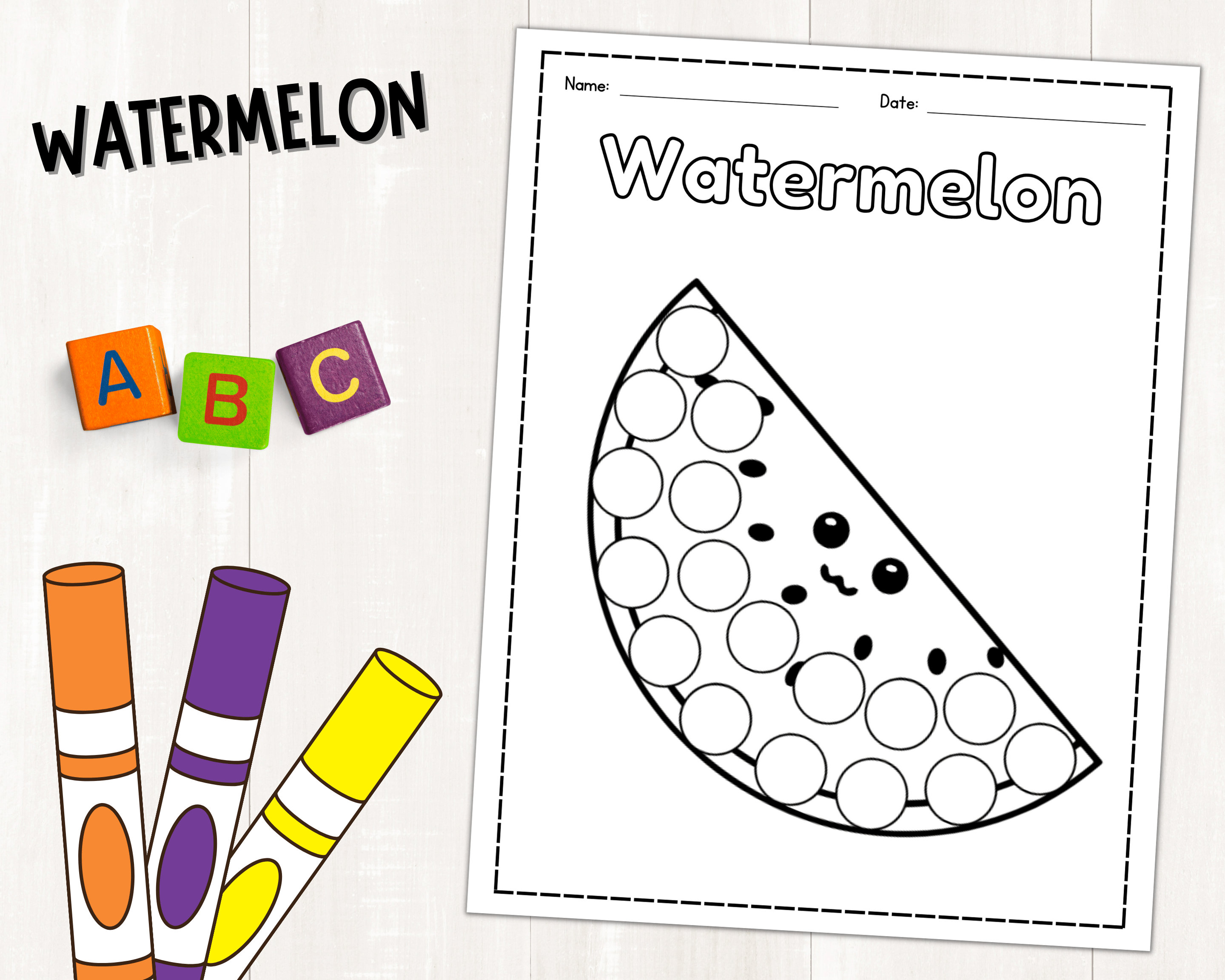 Kawaii Fruit Dot Marker Printables | Fruit Do a Dot Coloring Pages for ...