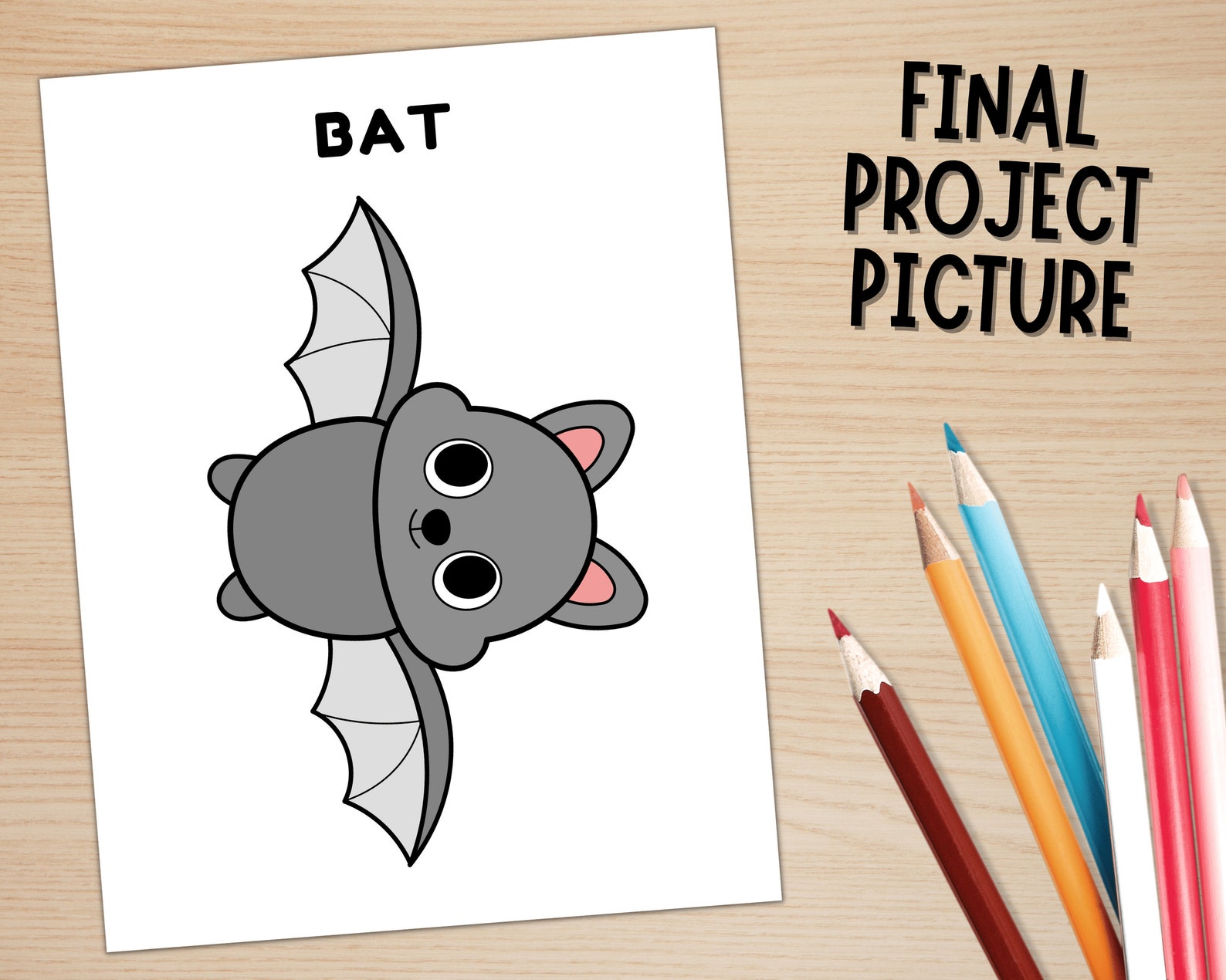 Bat Craft Printable Template, Halloween Craft, Bat Coloring Page, Build ...