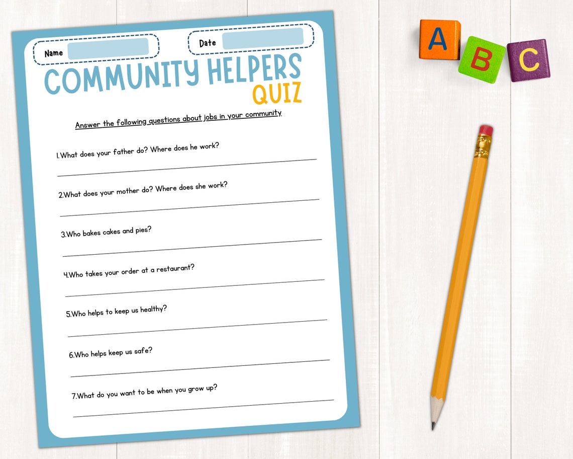 Community Helpers Activities & Worksheets Jobs and Tools Matching ...