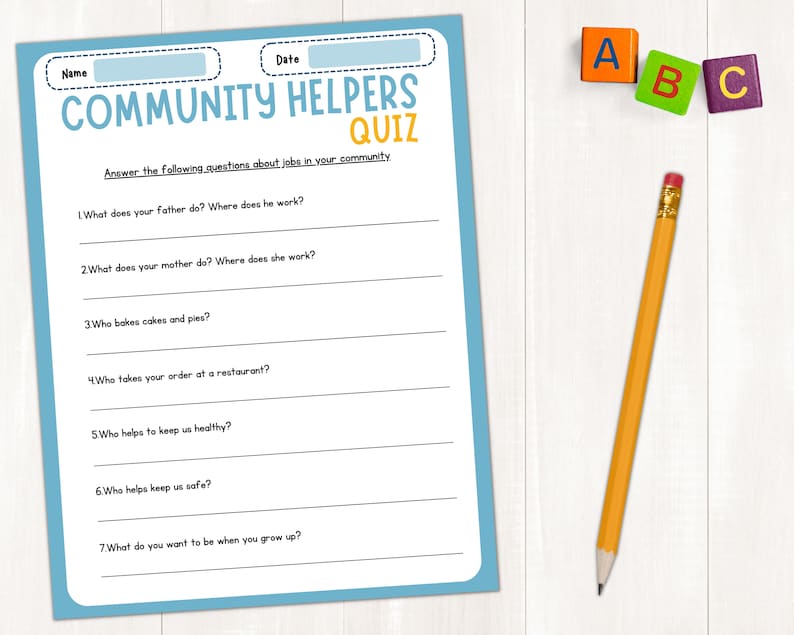 Community Helpers Activities & Worksheets | Jobs and Tools Matching ...