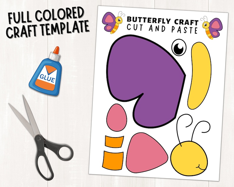 Butterfly Craft Template, Printable, Spring Activities, Insect Craft ...