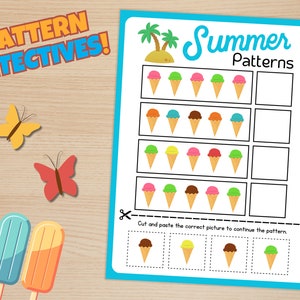 Summer Ice Cream Math Worksheets: Fun Counting, Cut and Paste, and ...
