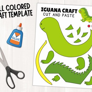 Printable Iguana Craft Template | Rainforest Animal for Kids | Reptile ...