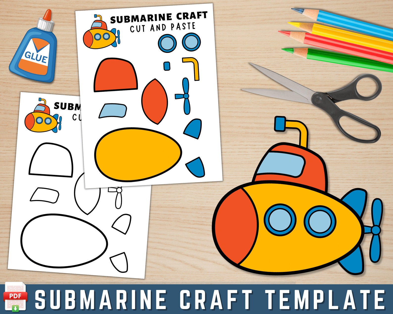 Printable Submarine Craft | Transportation Craft | Build a Submarine ...