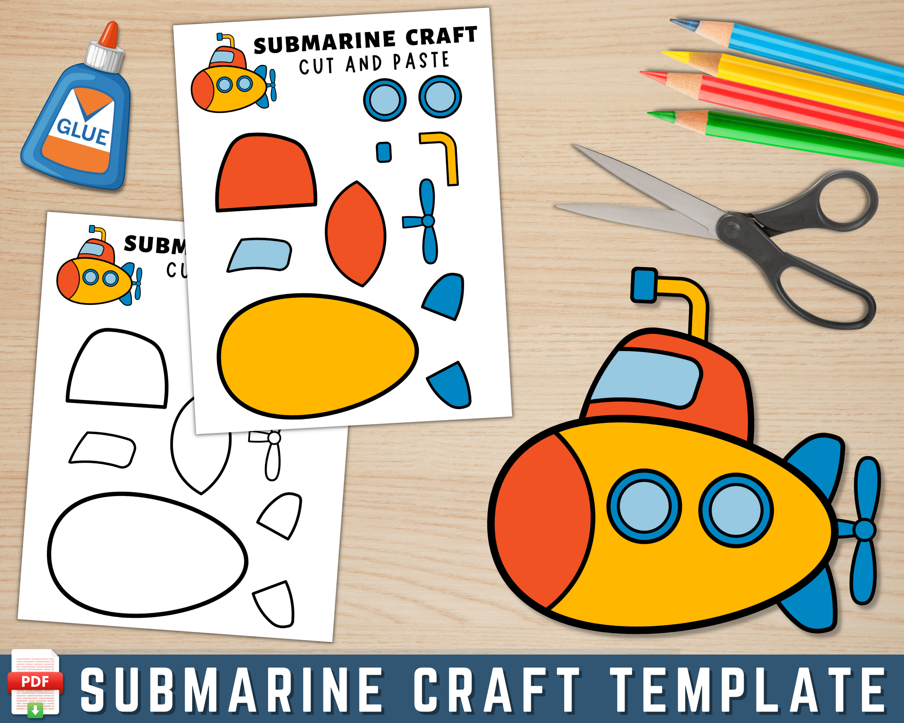 Printable Submarine Craft | Transportation Craft | Build a Submarine ...