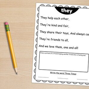 Sight Word Poems | Sight Word Activity | Worksheets | Read & Draw ...