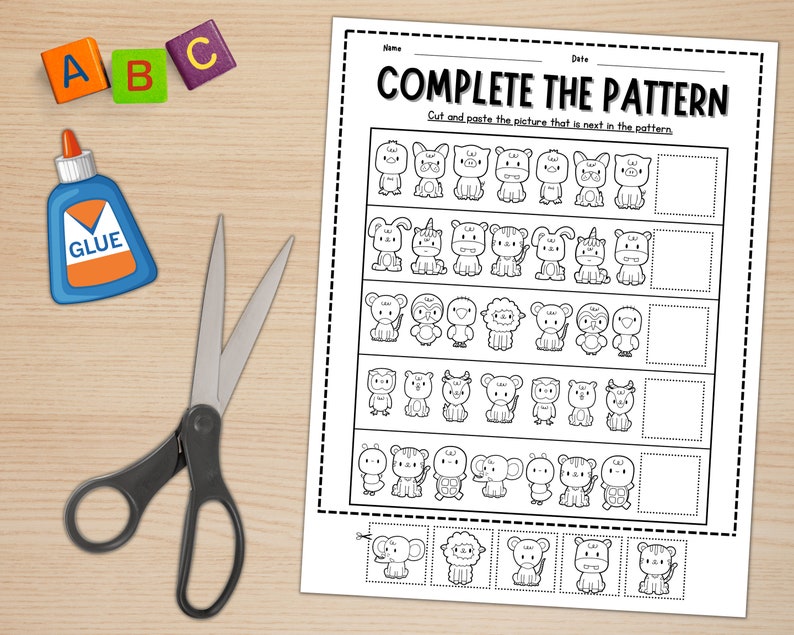 Fruits and Animals Complete the Pattern Activity | Ab, Aab, Abb, Abc ...