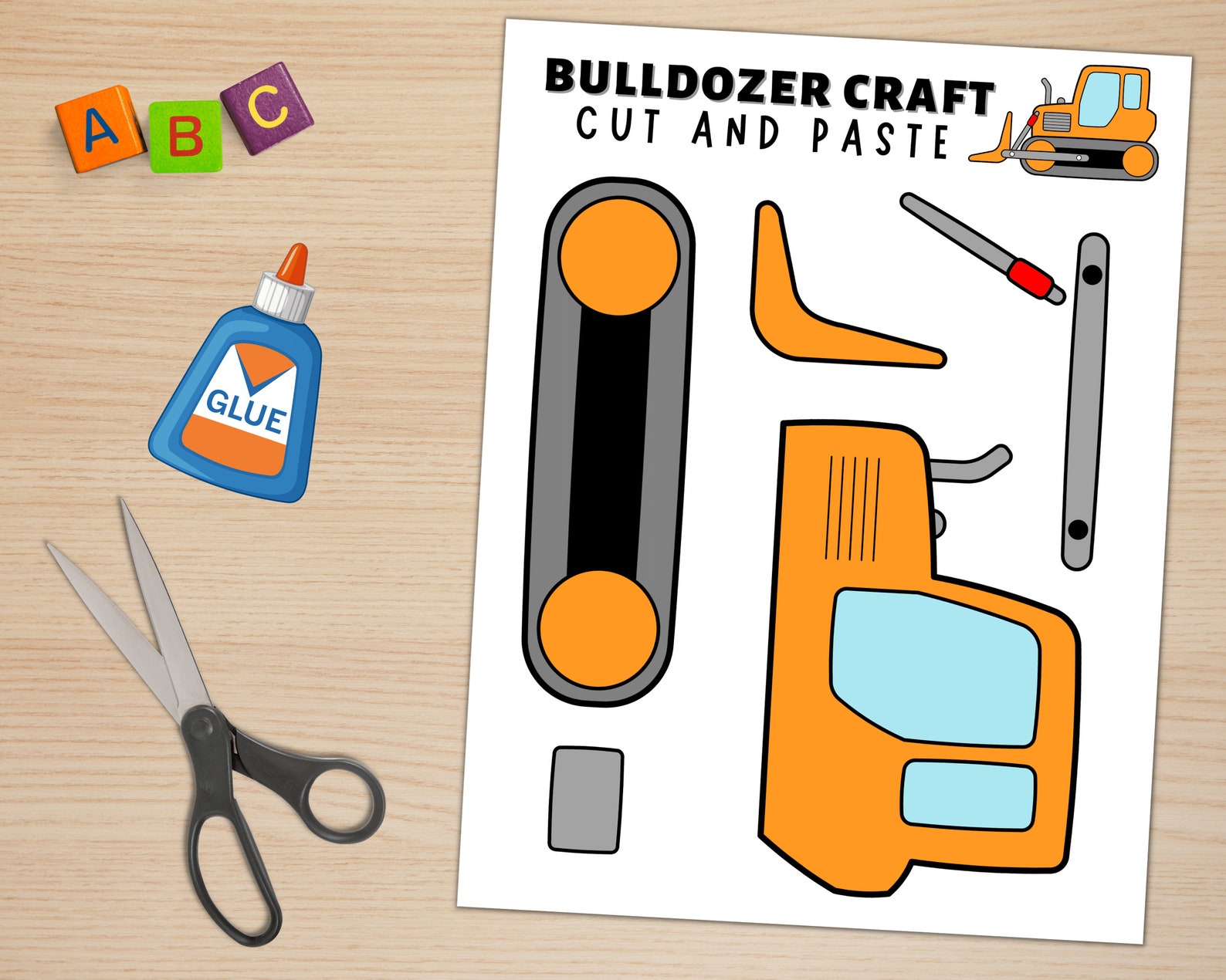 Bulldozer Craft Template Printable Pdf Construction Vehicle Craft Build ...