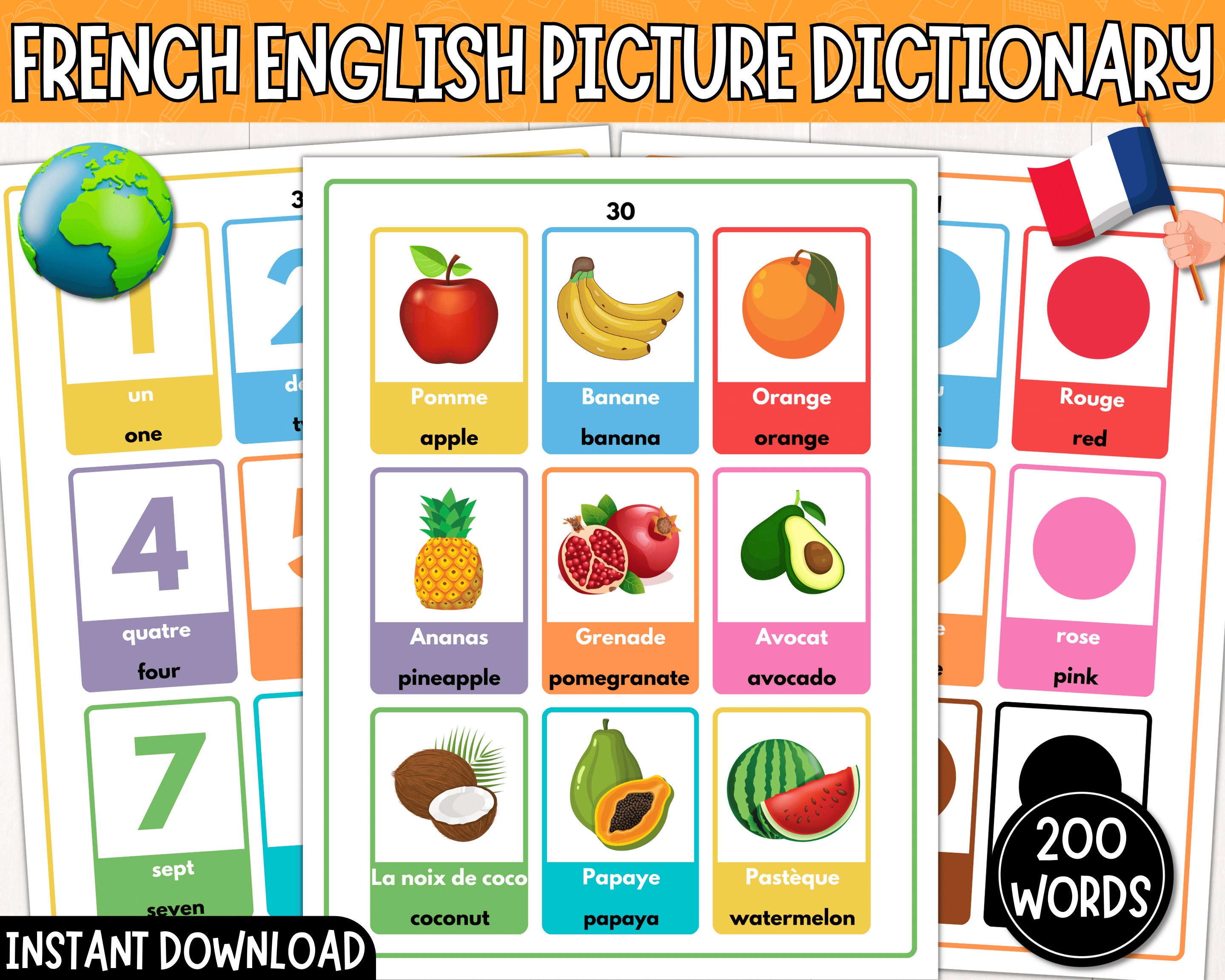 Printable French-english Picture Dictionary | My First 200 French Words ...
