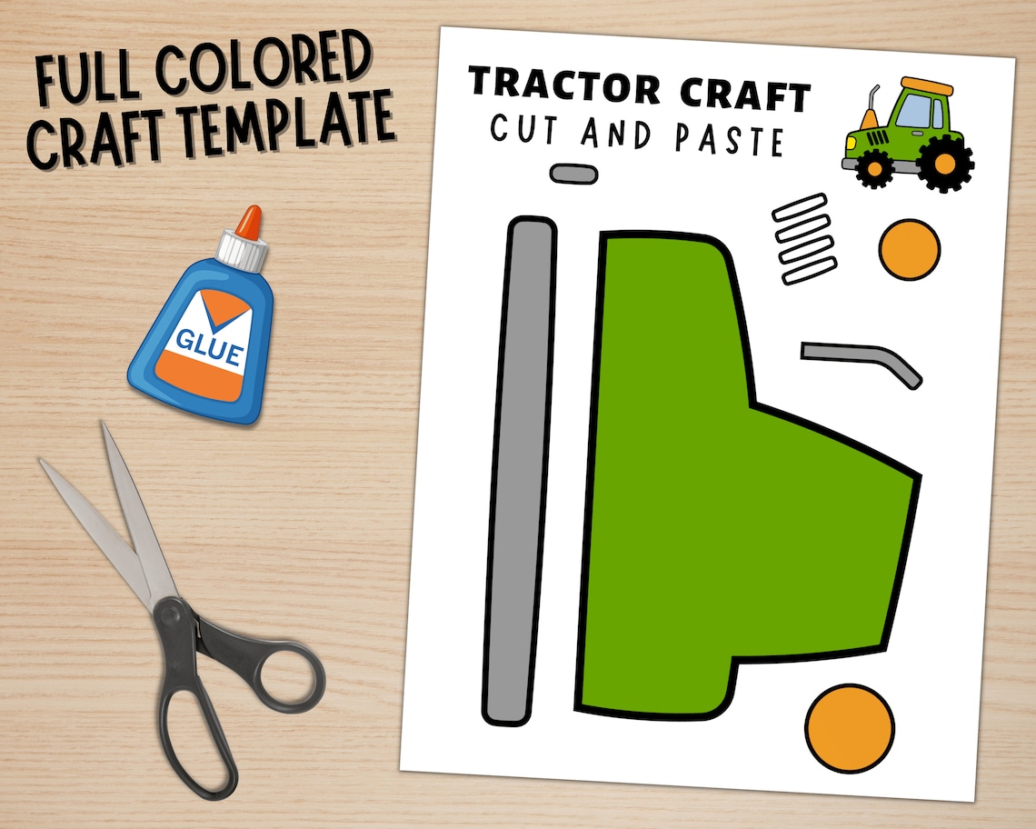Printable Tractor Craft | Transportation Craft | Build a Tractor | Cut ...