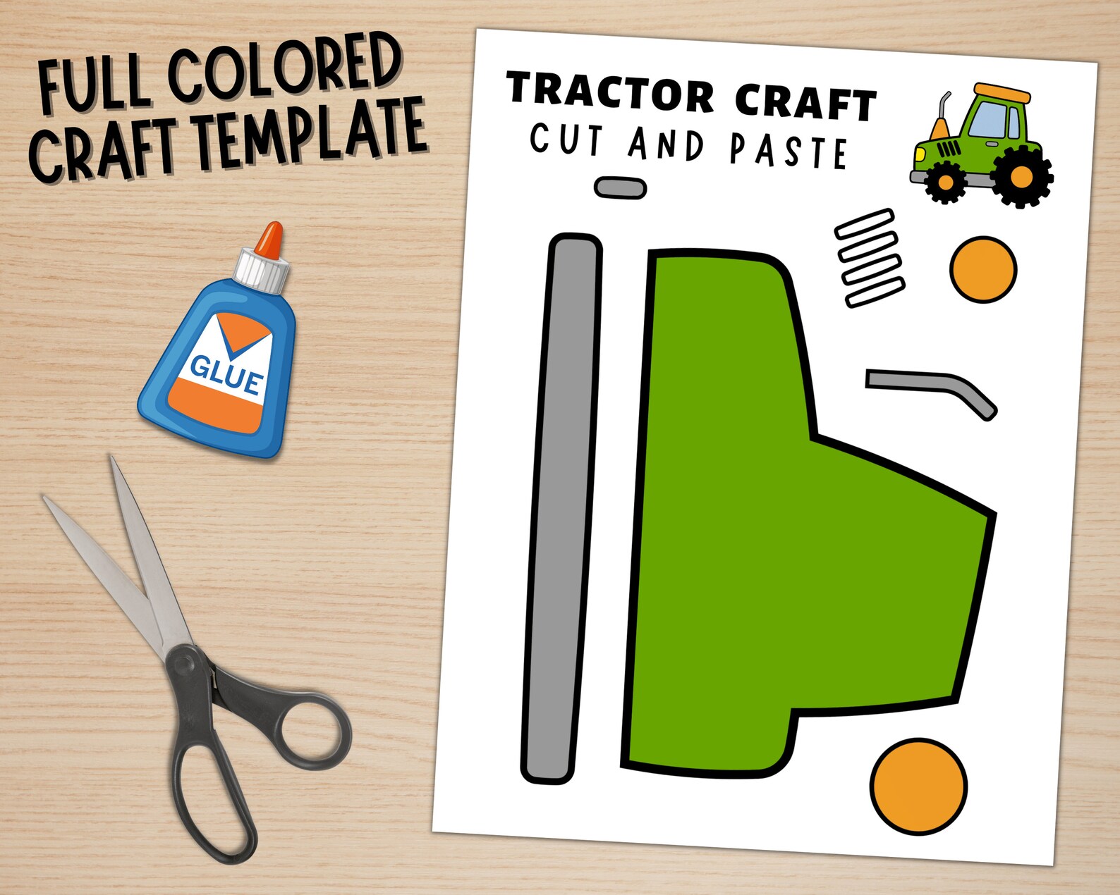 Printable Tractor Craft | Transportation Craft | Build a Tractor | Cut ...
