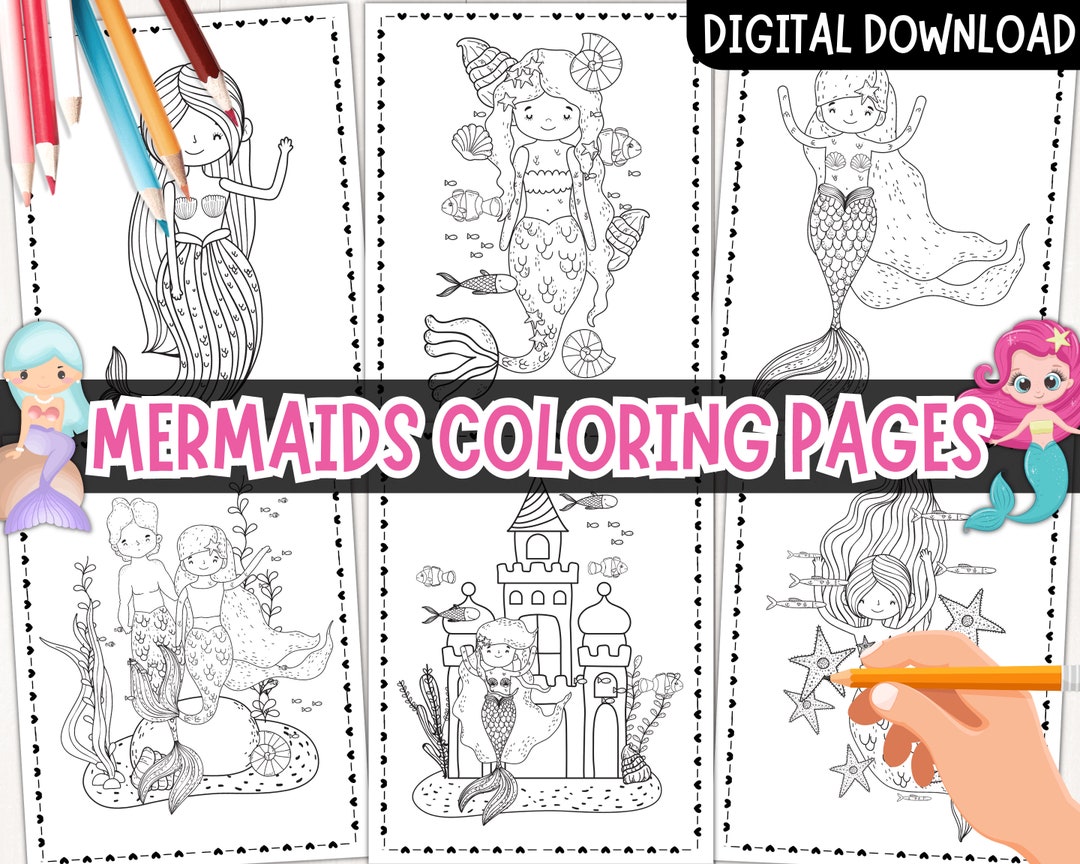 Printable Mermaids Coloring Pages for Girls | Ocean Coloring Sheets ...