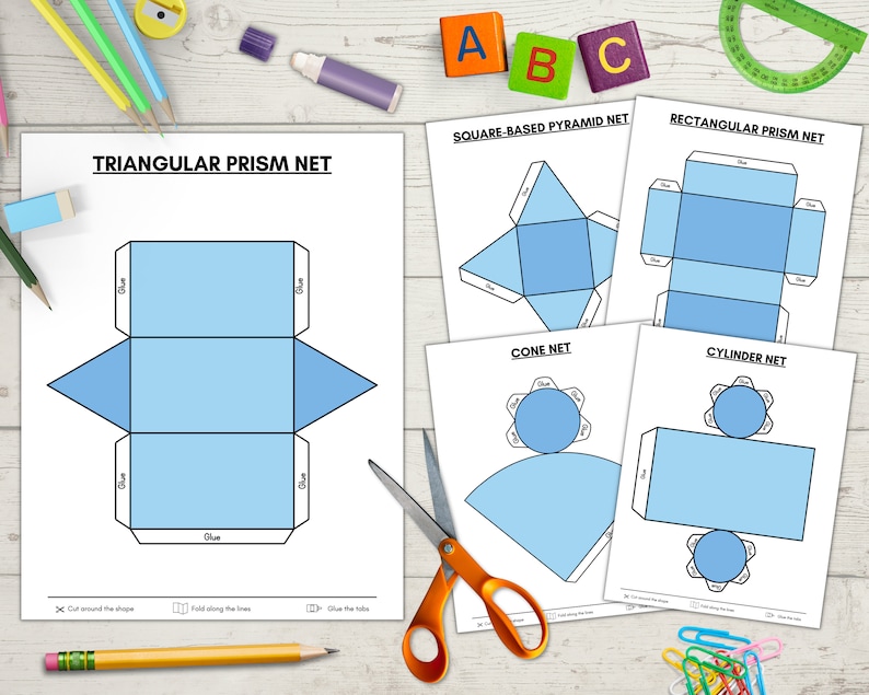 Cutout 3D Shape Nets Craft Activity Worksheets, Build 3D Shapes ...