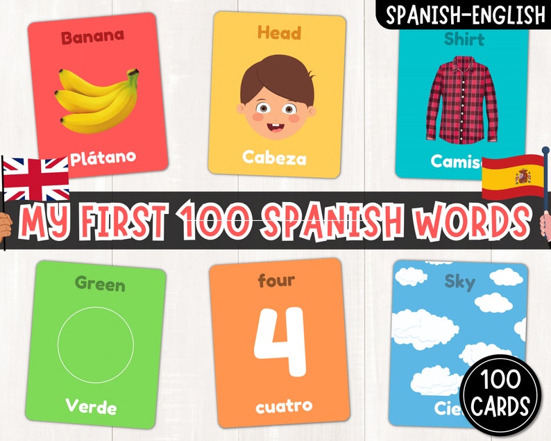 My First 100 Spanish Words | Printable Spanish-english Picture ...