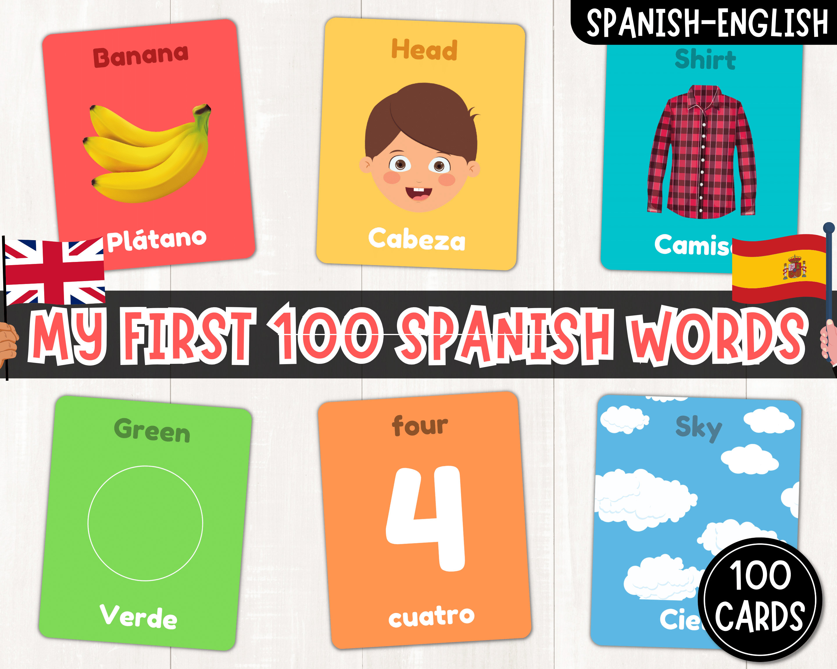 My First 100 Spanish Words | Printable Spanish-english Picture ...